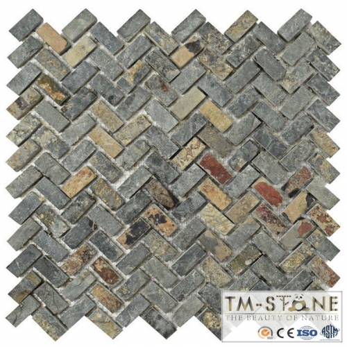 TM-M009 Fish Bone Shaped Mosaic,Slate Stone Mosaic