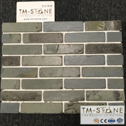TM-TPB003 Natural Green Slate Tumbled Peace Brick,Natural Bricks